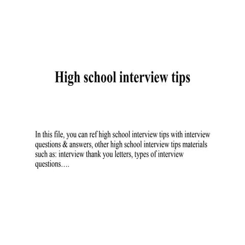 High school interview tips | PPT