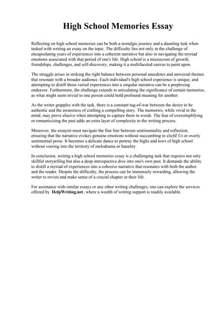 Narrative Essay Examples High School.pdf | Education