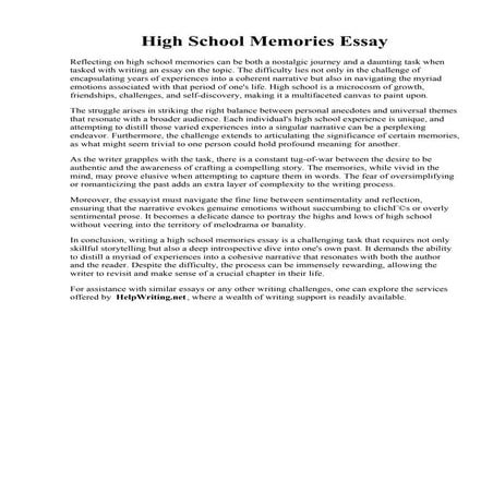 High School Memories Essay. 007 Essay Example Memories Poemdoc Or ...