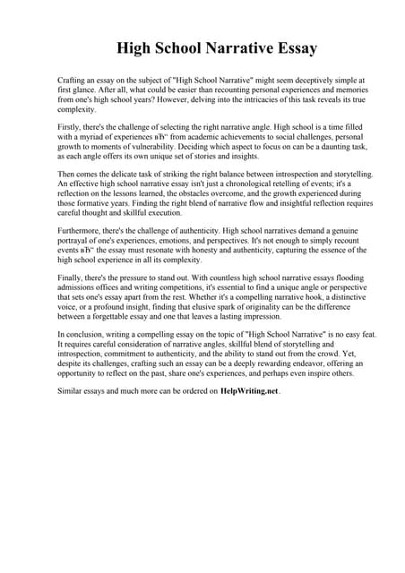Narrative Essay Examples High School.pdf | Education