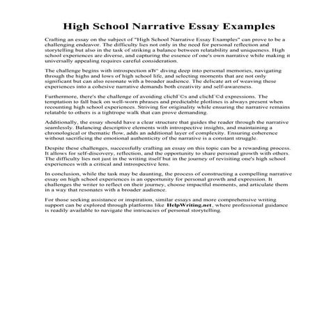 High School Narrative Essay Examples | PDF