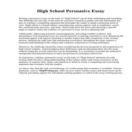 High School Persuasive Essay.pdf | Secondary Education | Education