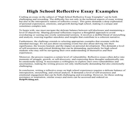 High School Reflective Essay Examples.pdf | Geography | Science