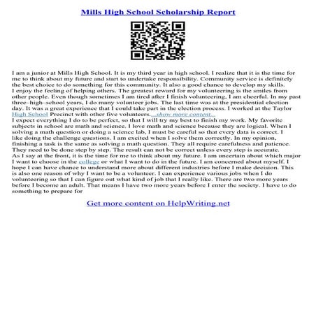 High School Application Essay Samples