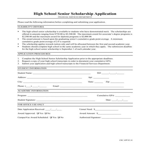 High school senior_scholarship_application | PDF