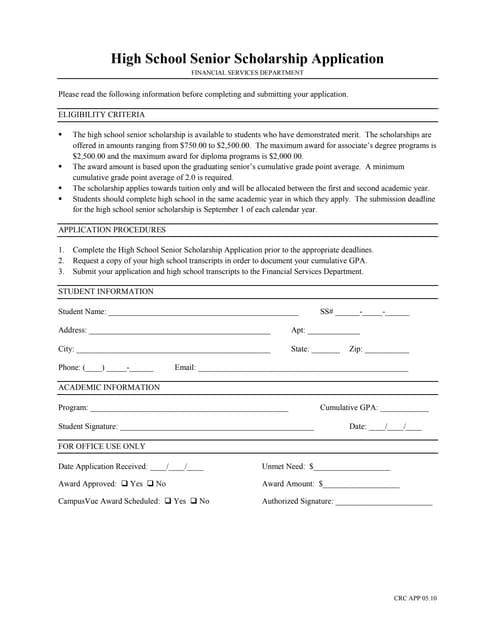 College merit scholarship_application | PDF