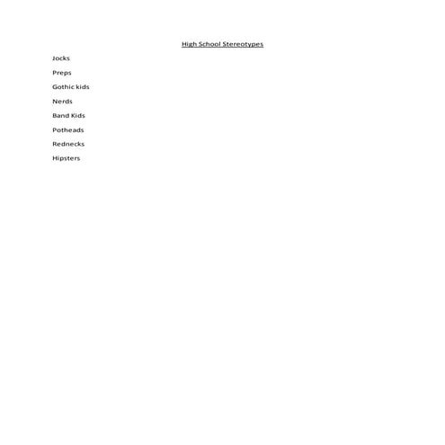 High school stereotypes | DOCX