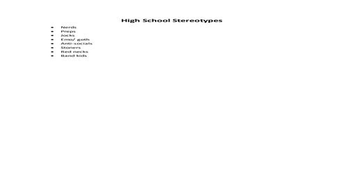 High School Stereotypes Examples – DOSK