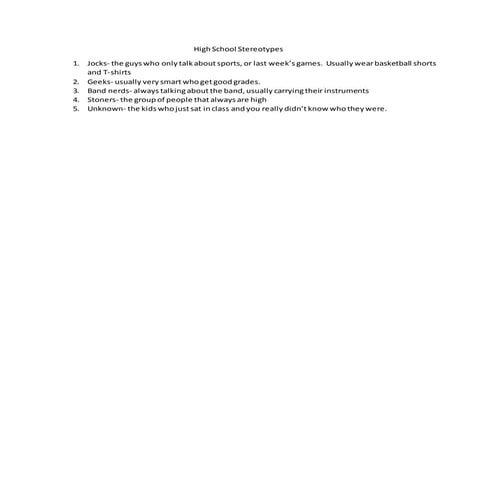 High school stereotypes | PDF