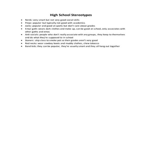High school stereotypes | DOCX