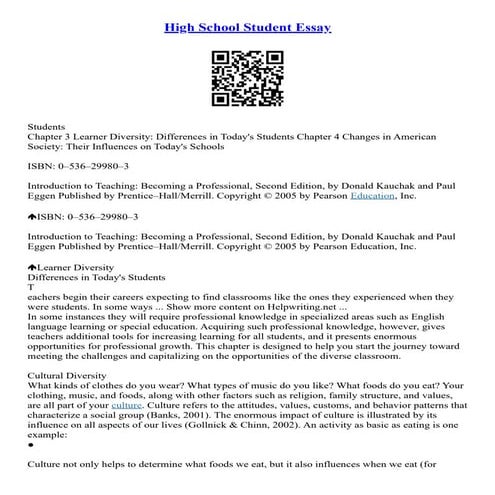 High School Student Essay | PDF