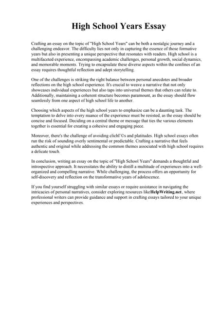 Narrative Essay Examples High School.pdf | Education