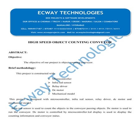 High Speed Object Counting Conveyor Pdf