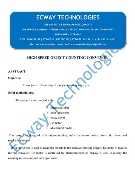 High Speed Object Counting Conveyor Pdf