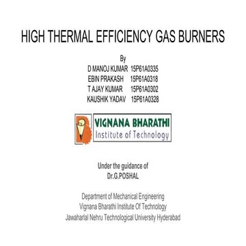 High thermal efficiency gas burner | PPTX