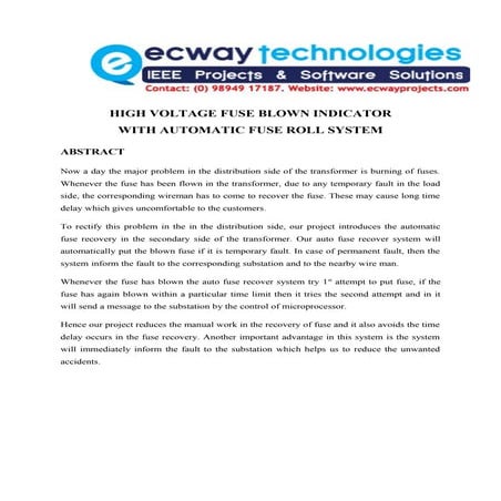 High voltage fuse blown indicator with automatic fuse roll system | DOC