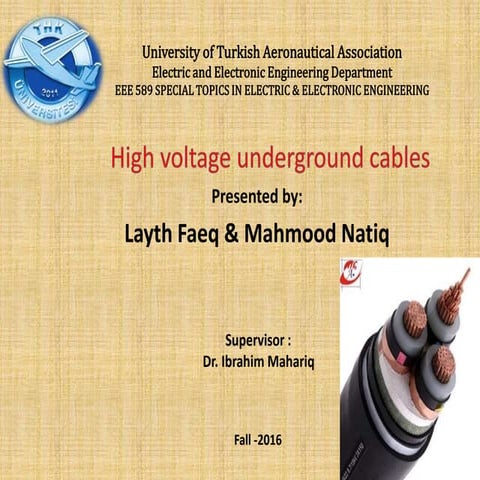 Design and construction of underground cable transmission line | PPTX