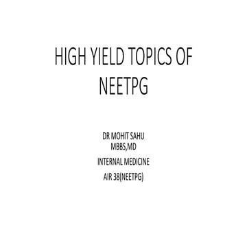 HIGH YIELD TOPICS OF NEETPG (1).pdf with topics from every subject | PDF
