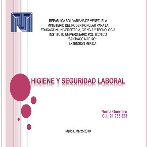 Higiene y seguridad laboral | PPTX