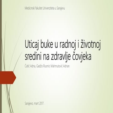 Uticaj buke u radnoj i životnoj sredini na zdravlje čovjeka | PPTX