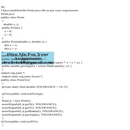 Hi,I have modified the Point.java file as per your requirement.P.pdf
