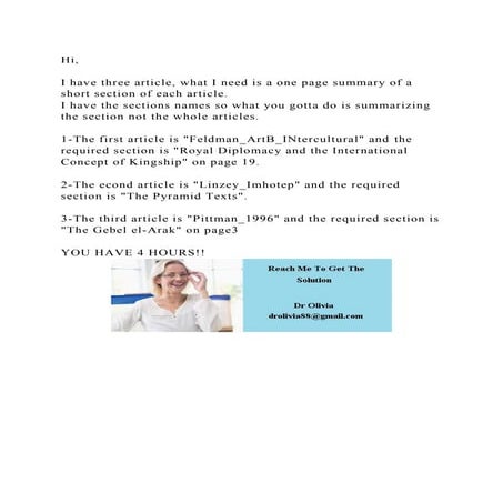 Hi,I have three article, what I need is a one page summary of a .docx