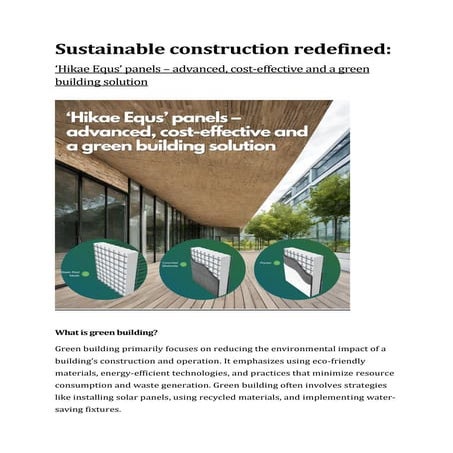 Hikae Equs’ panels – advanced, cost-effective and a green building ...