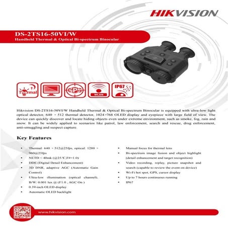 Hikvision Binocular 50 w DataSheet | Optics Trade | PDF