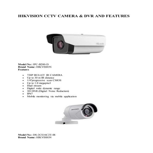 Hikvision cctv camera & dvr and features | DOCX