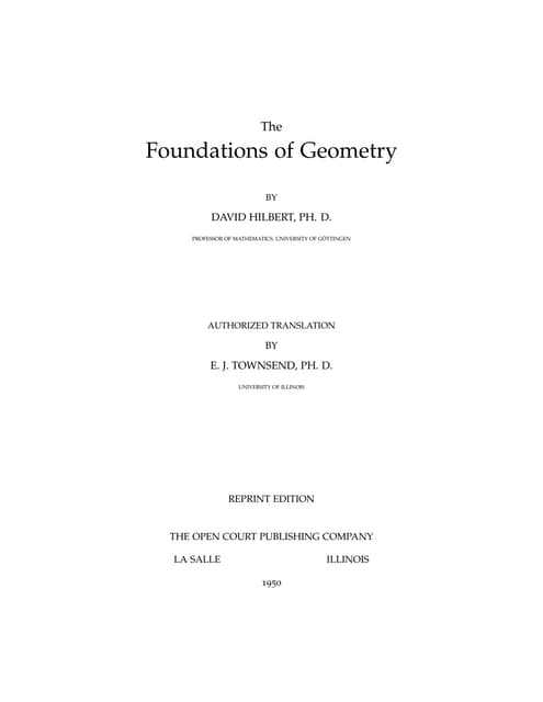 The Foundations Of Geometry Hilbert The Author Pdf