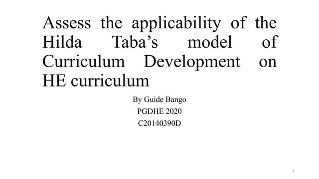 Taba model of curriculum development | PPTX