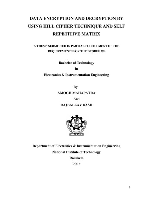 Data Encryption And Decryption Using Hill Cipher Pdf