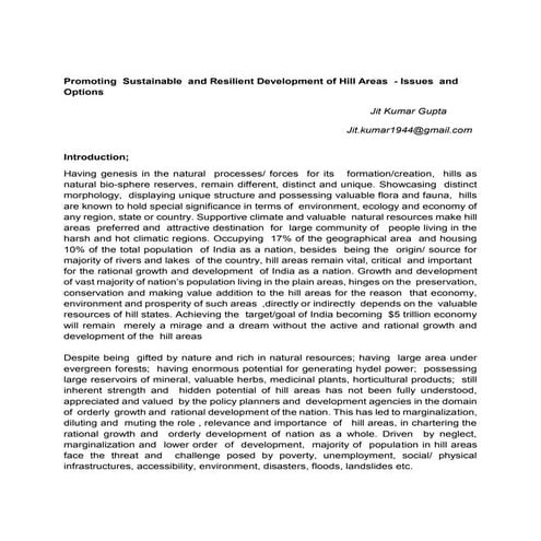 Hill Area development- Issues and Options | DOCX