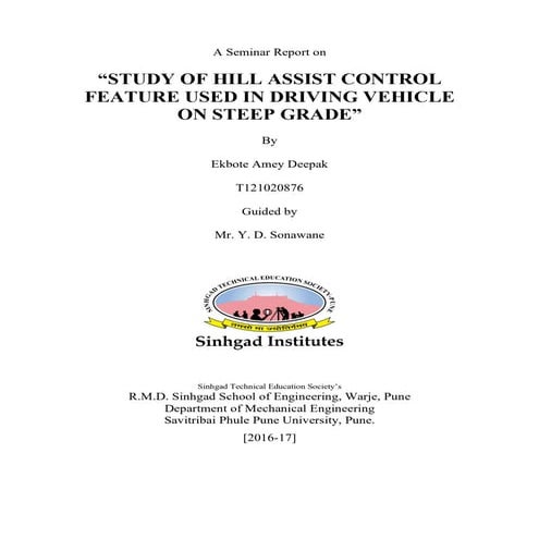 Hill assist control report | PDF