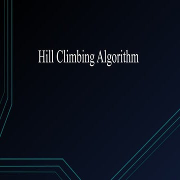 Hill Climbing Algorithm Intordction Pptx