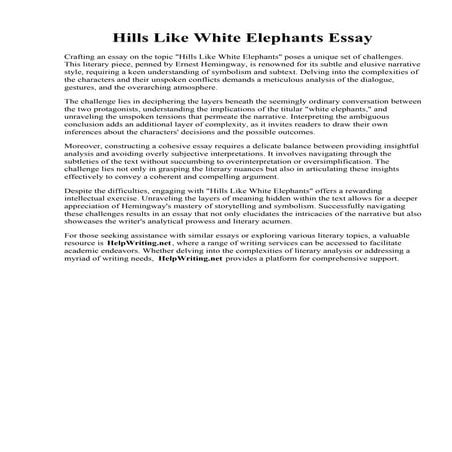 Hills Like White Elephants Essay | PDF | Digestive Disorders | Diseases ...