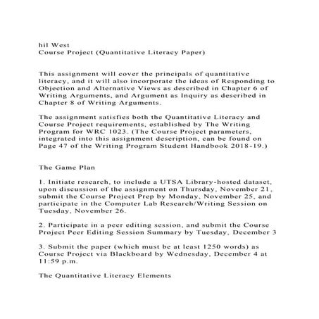 hil WestCourse Project (Quantitative Literacy Paper)This a.docx