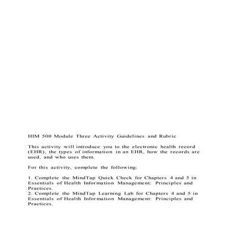 HIM 500 Module Three Activ | DOCX