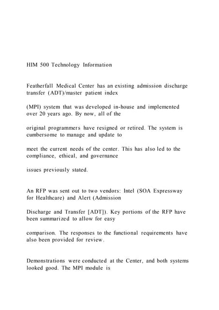 HIM 500 Southern New Hampshire University Healthcare Informatics ...