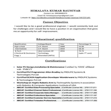 Himalaya resume | DOCX | Education
