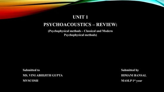 classical methods of psychophysics (Three methods) | PPSX