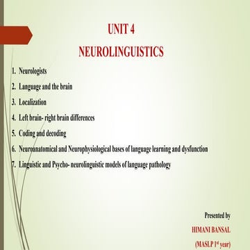 Neurolinguistics MASLP | PPTX