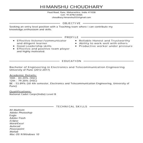 Himanshu choudhary resume | PDF
