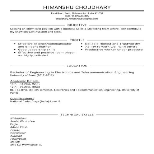 Himanshu choudhary resume | PDF