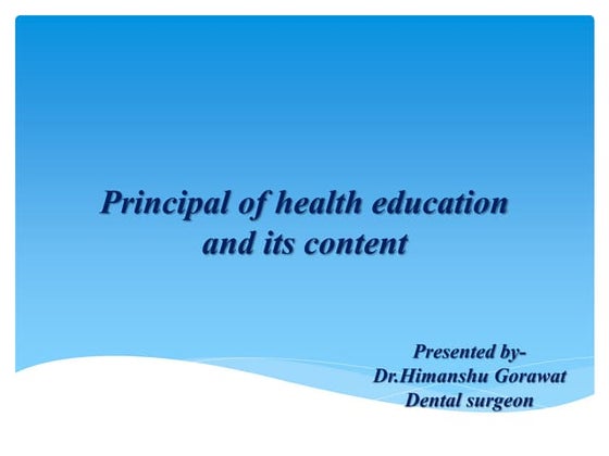 Principles of health education | PPTX