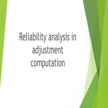 Reliability Analysis In Adjustment Computation Ppt