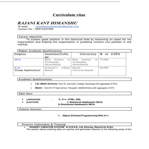 Himanshu mca09 | PDF