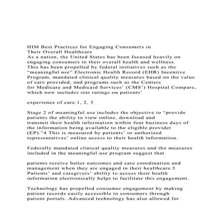 HIM Best Practices for Engaging Consumers in Their Overall.docx