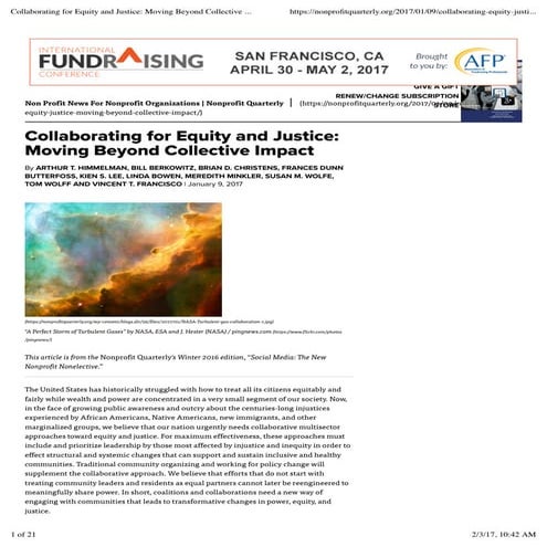 Collaborating for Equity and Justice: Moving Beyond Collective Impact ...