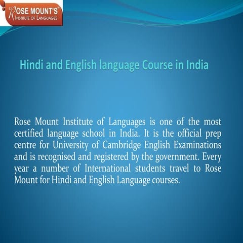 Hindi and english language course in india | PPT